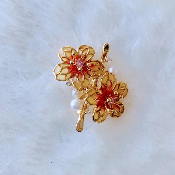 Jewelry | Japanese Sakura Brooch With Pearls And Crystals | Poshmark